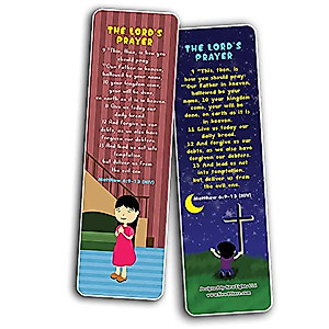 The Lord's Prayer Bible Bookmarks for Kids (12-Pack) - VBS Sunday School Easter Baptism Thanksgiving Christmas Rewards Encouragement Gift