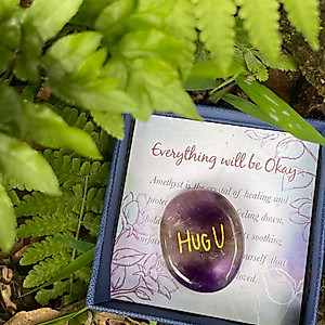SOLICIEL Amethyst Crystal Pocket Hug, Get Well Gifts for Best Friends Thinking of You Long Distance Gifts Just Because Gift for Women Men Christmas Stocking Stuffers
