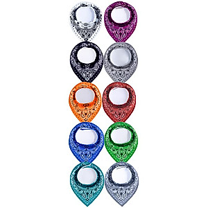 Maiwa 10 Pack Baby Triangle Bandana Bibs for Boys Girls for Drool Teething Eating with Snaps