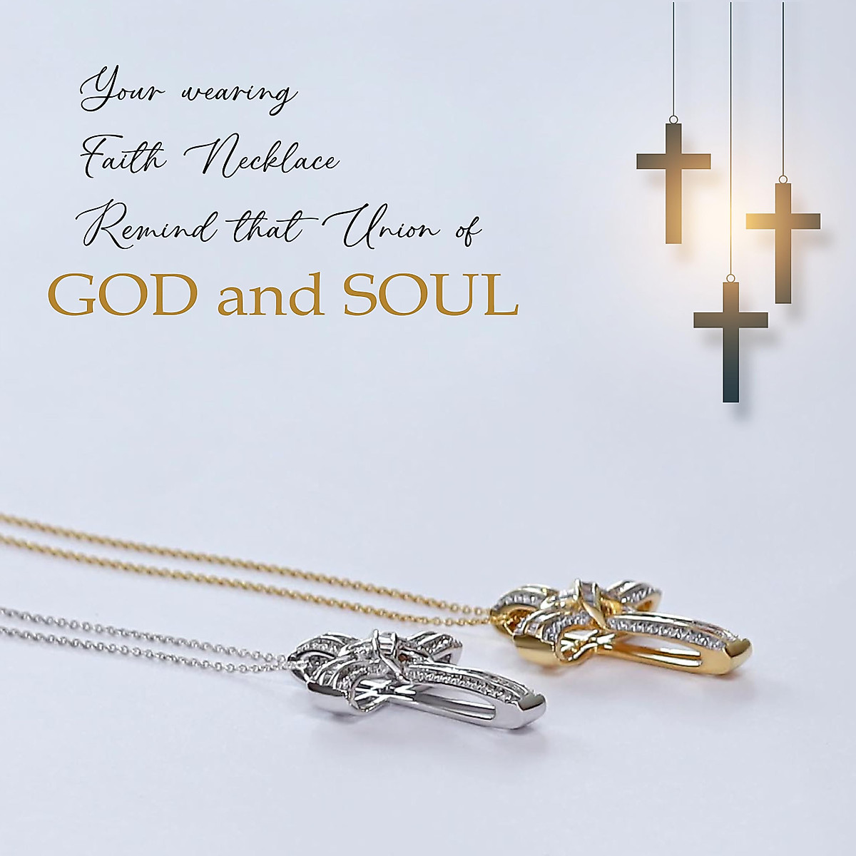 AFFY Infinity Cross Pendant Necklace, 1.00 Carat White Natural Diamond Religious Jewelry Gift For Women & Men in 14k Rose Gold Over Sterling Silver (1 Ctw)