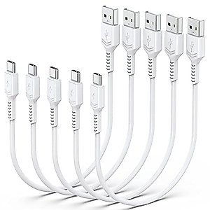 Short USB C Cable 1ft, 5pack USB A to USB C Charger Cable Fast Charging Durable Type C Cord for Samsung Galaxy S22 Ultra Note 8 9 A32 A12, Moto G Pure, LG Stylo 6, Charging Station, Power Bank(White)