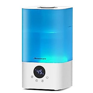 Aromacare Humidifiers for Bedroom, 2.5L Cool Mist Air Humidifier with Essential Oil Diffuser, Small Ultrasonic Top Fill for Baby Kids Plant, Auto Humidity, Auto Shut-Off (White)