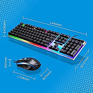 Funtasica Gaming Wired Keyboard Kit Backlit for Computer, Black