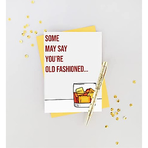 Graphique Old Fashioned Birthday Card | Ideal for Him | Family and Friends | Color-Coordinated Envelope | 5" x 7"