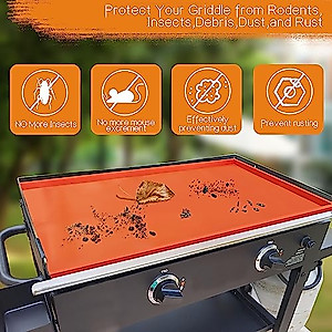 Griddle Mat for Blackstone Grill,28" Silicone Protective Mat Cover for Blackstone,Heavy Duty Food Grade Silicone Grill Cover,Protect Griddle from Rodents, Insects, Debris, and Rust(Orange)