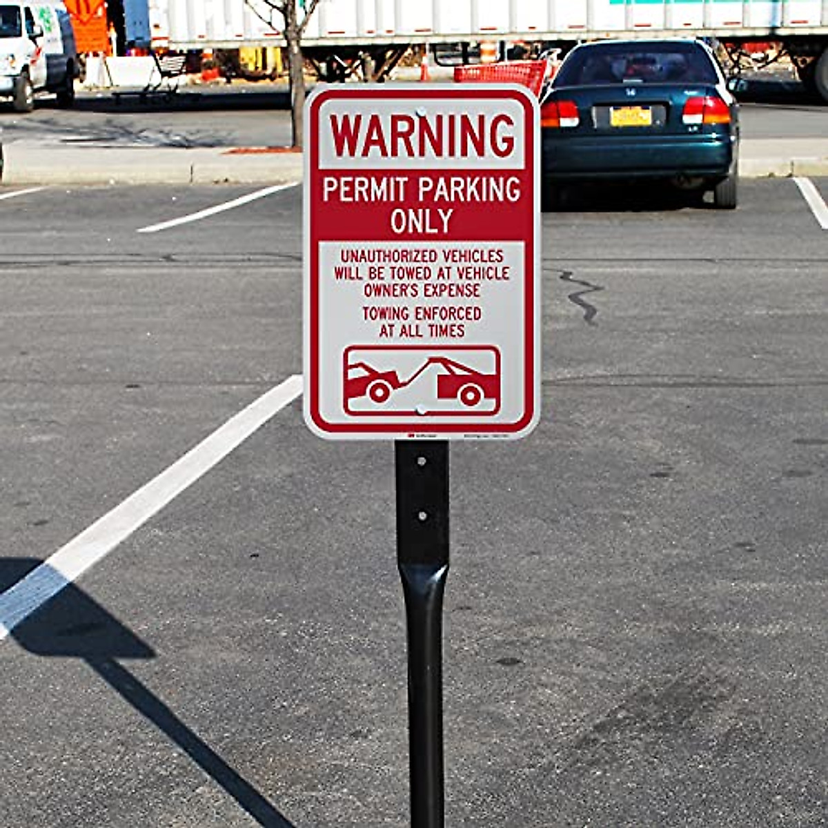 SmartSign "Warning - Permit Parking Only, Towing Enforced" Sign | 12" x 18" 3M Engineer Grade Reflective Aluminum
