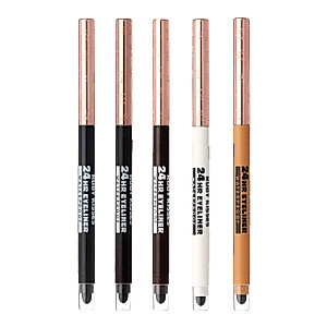 Ruby Kisses Waterproof Eyeliner, 24HR Waterproof Long-Lasting Mechanical Eyeliner Pencil with Built-in Sharpener, Smudgeproof 3 Pack (Dark Brown)