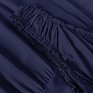 OSTOO Women's 2023 Summer Sleeveless Boho Floral Print Tiered Casual Flowy Long Maxi Dress (Navy, XXL)