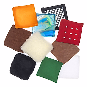 LITTLE CHUBBY ONE Sensory Textured Squares - Mini Pillows and Patches - Set of 20 Different Covered Squares Promotes Sensory Learning Motor Skills Tactile Awareness and Vocabulary Great Gift for Kids