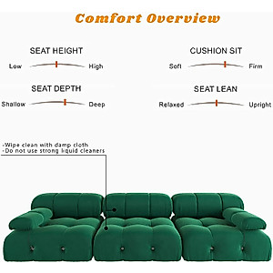 TIFLON Modular Sectional Sofa,Minimalist Velvet Sofas Couches, Modern Convertible Couch 3 Seats Living Room Sofa Sets for Office Apartment,104"(Green)