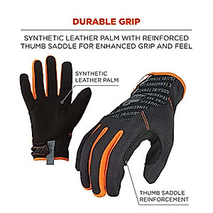 Ergodyne ProFlex 812 Work Glove, Synthetic Leather Palm, Breathable Comfort, X-Large, Black