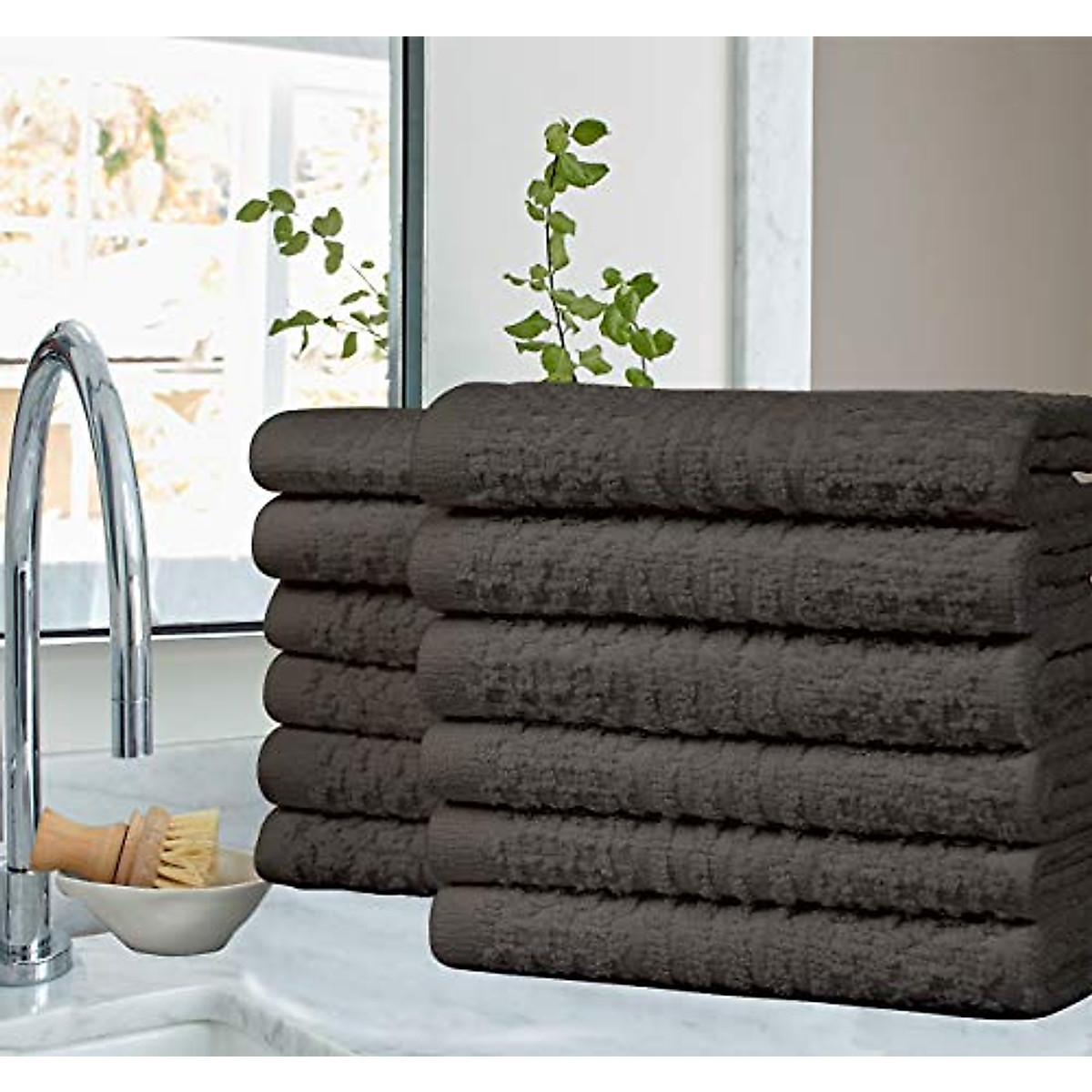 Bliss Casa Grey Washcloths Set (12 x 12 Inch, 12 Pack) – 100% Cotton Washcloths for Face, Highly Absorbent Soft Face Towels, and Quick Drying Fingertip Towels for Daily Use (Emerson, Grey)