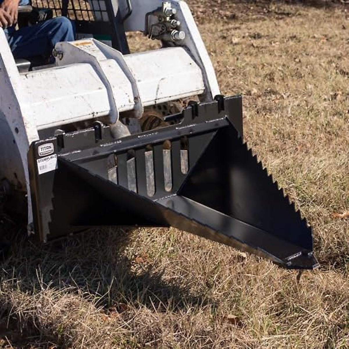 Titan Attachments Economy Series Stump Bucket Tree Scoop Digger, Universal Skid Steer Quick Tach, Serrated Leading Edge, Ideal for Light Duty Ripping Roots, Removing Smaller Tree Stumps