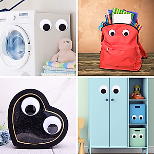 Hapeper 14 Pieces Giant Wiggle Eyes with Self Adhesive 2 3 4 Inches Big Black Plastic Eye for Home Furniture Door Car Halloween Party Decoration