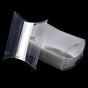 ISKYBOB 50 Pieces Plastic Pillow Box Mini Gift Candy Treat Transparent Packing Boxes Party Favors