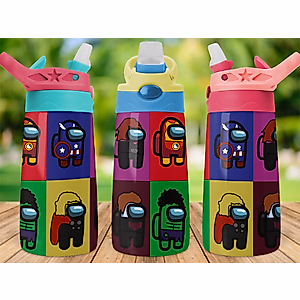 Among Gamers #1 12oz Stainless Steel Kids Tumbler, Boys Or Girls, Players, Heroes, Computer Game, Keeps Drinks Cold Or Hot (Pink/Pink Lid)