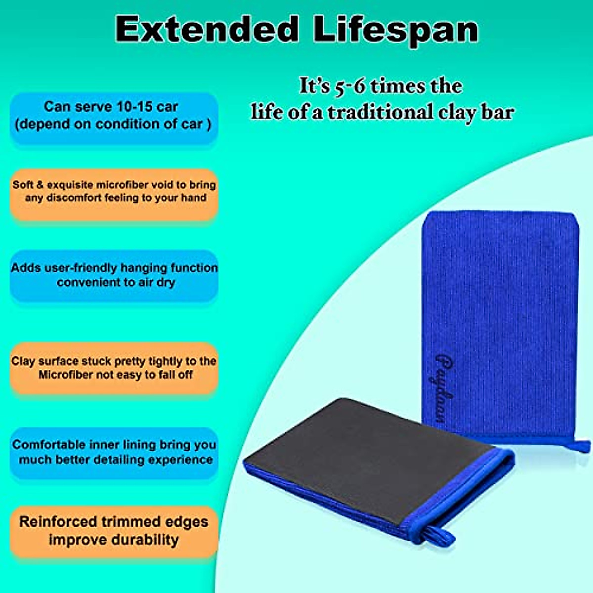 Paydaan Pack of 2 Clay Mitt for Car Detailing, Microfiber Clay Bar Mitt, Medium Grade Car Clay 150m x 220mm, Alternative Clay Towel Auto Detailing, Scratch-Free Paint-Safe