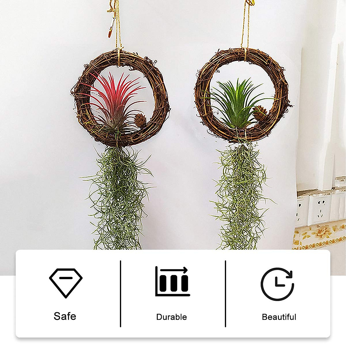 Grapevine Wreath Natural Vine Branch Decorative Wooden Twig Garland for DIY Crafts Home Wedding Holiday Party Decor