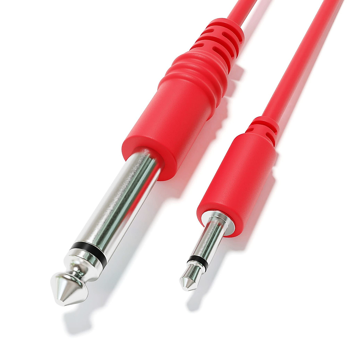 ExcelValley - 1-Pack - Mono Patch Cables - TS 3.5mm 1/8" to 6.35mm 1/4" [Red | 45 cm - 17.72"]