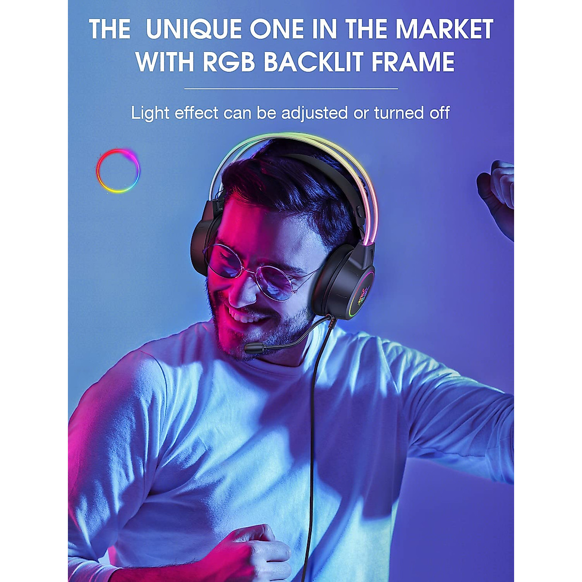 Gaming Headset with Mic, 3.5mm Lightweight Headphones with RGB Aluminum Frame, Surround Sound, Compatible with PS4 PS5 Xbox One(Adapter Not Included) PC Mobile Phone (Black)