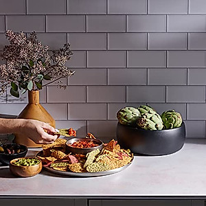 Chip and Dip Serving Set - Stainless Steel Appetizer Serving Tray- Shrimp Cocktail Serving Dish - 13 Inch round Cake Stand by Colleta Home