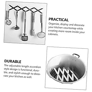 GANAZONO Folding Pot Lid Holder Stainless Steel Dish Drying Rack Dish Storage Rack Silverware Holder Baking Pan Cooling Rack Reusable Container Plate Drying Rack Dish Storage Stand Silver