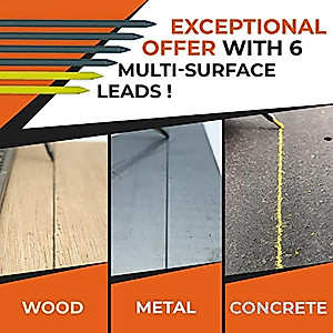 THORVALD Carpentry Pencil Set for Carpenter - Incl. 7 Leads + Sharpener - Solid Mechanical Pencils with Fine Point/Wood Marker/Best Marking tools for Construction/Carpenters/Drawing/Scriber