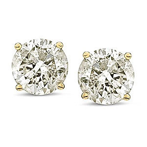 Amazon Essentials 14k Yellow Gold Round-Cut Diamond Stud Earrings (2cttw, J-K Color, I2-I3 Clarity) (previously Amazon Collection)