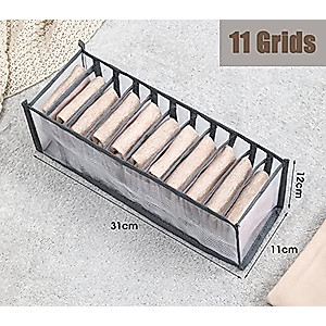 4Packs Wardrobe Clothes Organizer, Washable Drawer organizer Clothes, Folded Clothes Storage Organizer for Bedroom Dorm Room (4Packs:2Jeans+2Socks, Gray)