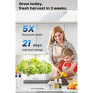 inBloom 12 Pods Hydroponics Growing System Indoor Garden with LED Grow Light and Pod Kit, Plants Germination Kit with 4.2L Water Pump Accelerate, Height Adjustable, Gardening Gifts for Women, White
