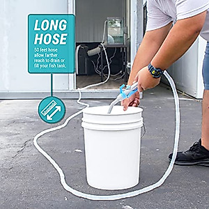 TERA PUMP Automatic Electric Water Replacement Pump, Submersible Water Pump for Gravel Cleaner, Fish Tank Water Changer Sand Washer with Filter & 50 ft Hose (Up to 8 Liters per Min)