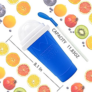 Slushy Cup Slushie Cup Maker, Slushy Maker Cup Magic Frozen Squeeze Ice Cup Tiktok Cool Stuff,Slushie Cups with Lids And Straws,Slush Cup Summer Homemade DIY Smoothies Slushies Cups Slushy Machines (blue)