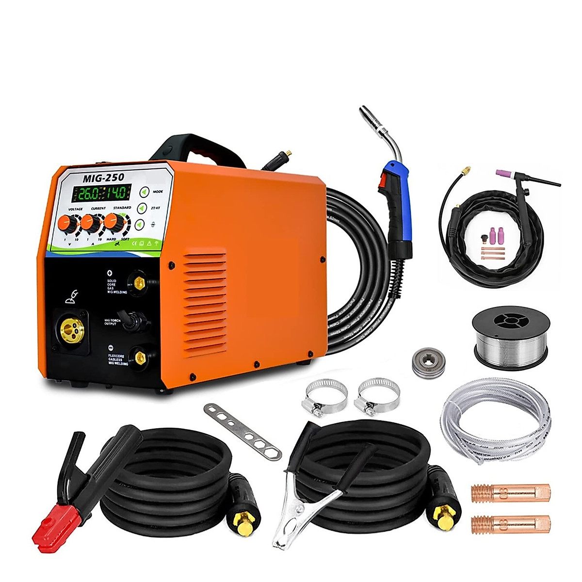 RADNA Portable Home Beginner Lightweight Welder Semi-Automatic Welding Machine MIG-250 3 in 1Tig Mig Mini Welding Inverter Machine Welder (Color : MIG250wire tig Torch)