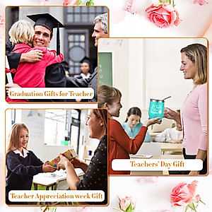 Panitay 12 Pcs Teacher Appreciation Christmas Gifts in Bulk for Women, Teach Love Inspire Tumbler Set 12oz Wine Cup with Mini Journal Notepads Keychains Thank You Gifts Valentine's Day Gifts Set