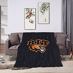 Rochester Institute of Technology Logo Fleece Blanket, Very Soft Microfiber Flannel Blanket for Couch Warm and Cozy for All Seasons