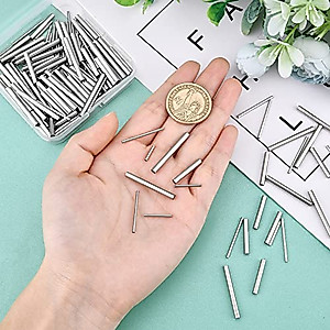 DICOSMETIC 200pcs 5 Sizes Long Tube Beads 10mm/15mm/20mm/25mm/30mm Noodles Beads Stainless Steel Straight Long Spacer Beads Metal Loose Beads for Bracelet Necklace Jewelry Making