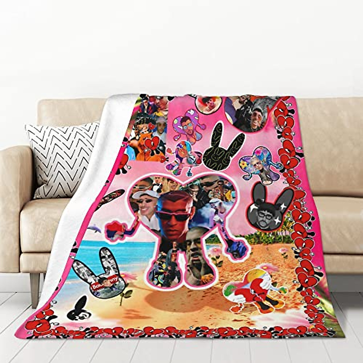 PAPFESPY Bad Blankets Bunny Blanket for Aldult Animes DIY Blanket Throw Blankets, Flannel Fleece Blankets and Throws for Sofa, Queen Size Air Conditioning Blankets 50"x40"
