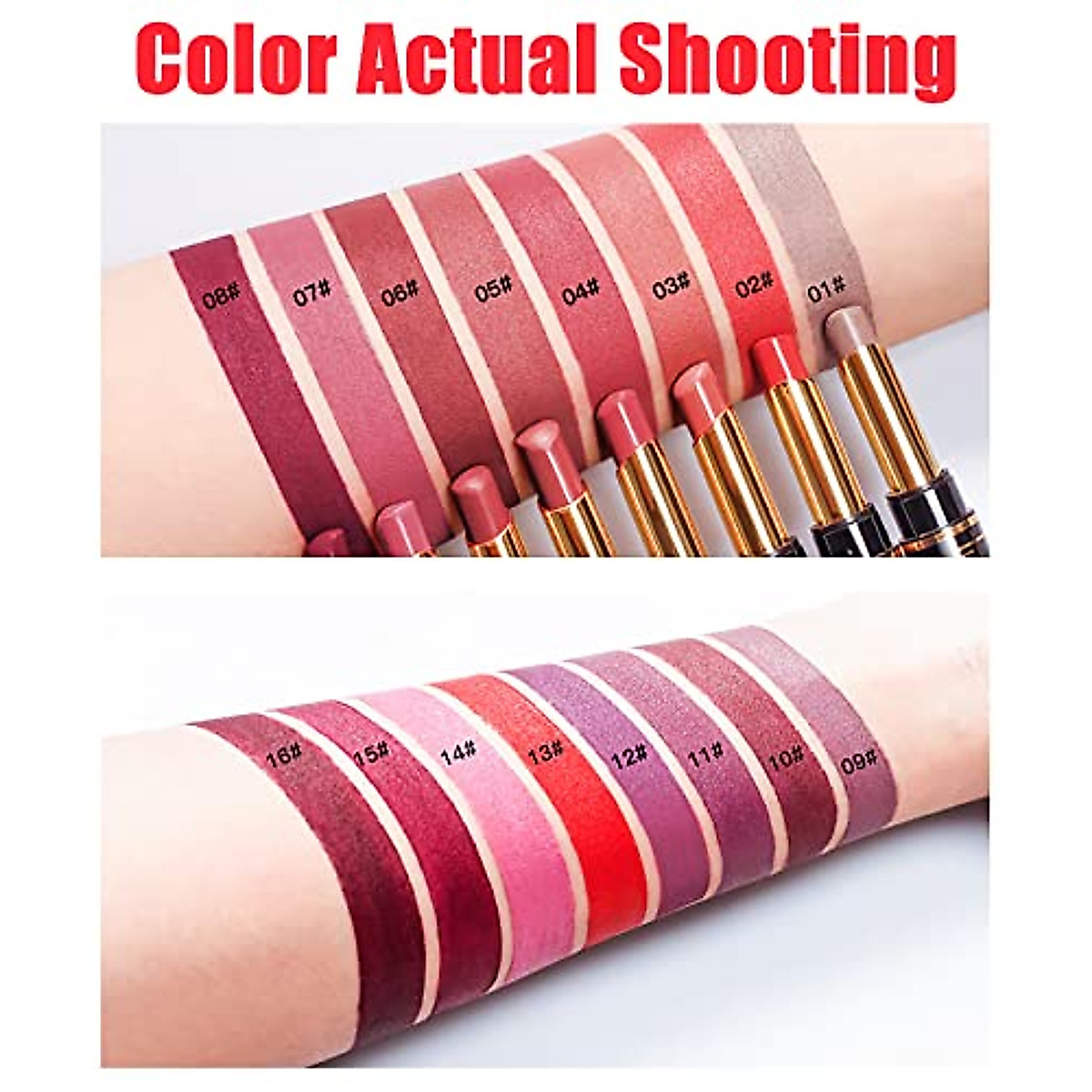 XIRUJNFD 16 Color Long Lasting Lipstick Lip Liner Combo, Dual Heads Lip Liner and Lipstick Set, Long Lasting Lipstick 24 Hour Waterproof, Matte Lip Liner (#13)