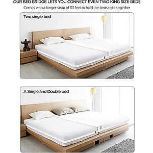 flybold Bed Bridge Twin to King Bed Converter Kit - Bed Gap Filler for Adjustable Bed 9" - Wide Mattress Wedge Connector with Two End Loops and Storage Bag for Travel Kids - Family Guests Stayovers