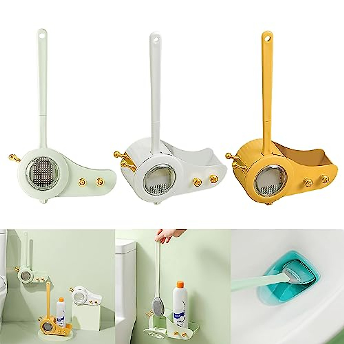 Wall Mounted Toilet Brush With Snail Shape Holder Toilet Cleaner Long Handle Cleaning Brushes For Bathroom Accessories Toilet Cleaning Brush