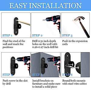 Furniture Anchors for Baby Proofing, ALLICAVER Metal Made Child Proofing Anti-tip Furniture Straps (4-Pack)