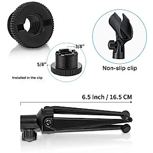 Moukey Desk Mic Stand Universal, Adjustable Desktop Mic Stand Portable Foldable, Tripod Mic Table Stand with Small Plastic, Microphone Stand for Sm57 Sm58 Sm86 Sm87 Blue YetiBlue Snowball iCE