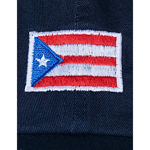 Ann Arbor T-shirt Co. Puerto Rican Flag Hat - Boricua Rico Pride Low Profile Baseball Dad Hat for Men & Women - (Navy Blue)