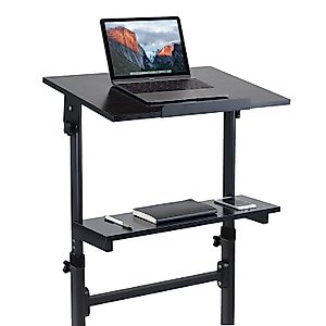 Mount-It! Mobile Stand Up Desk, Portable Podium and Presentation Lectern Height-Adjustable Multi-Purpose Standing Workstation,Black.