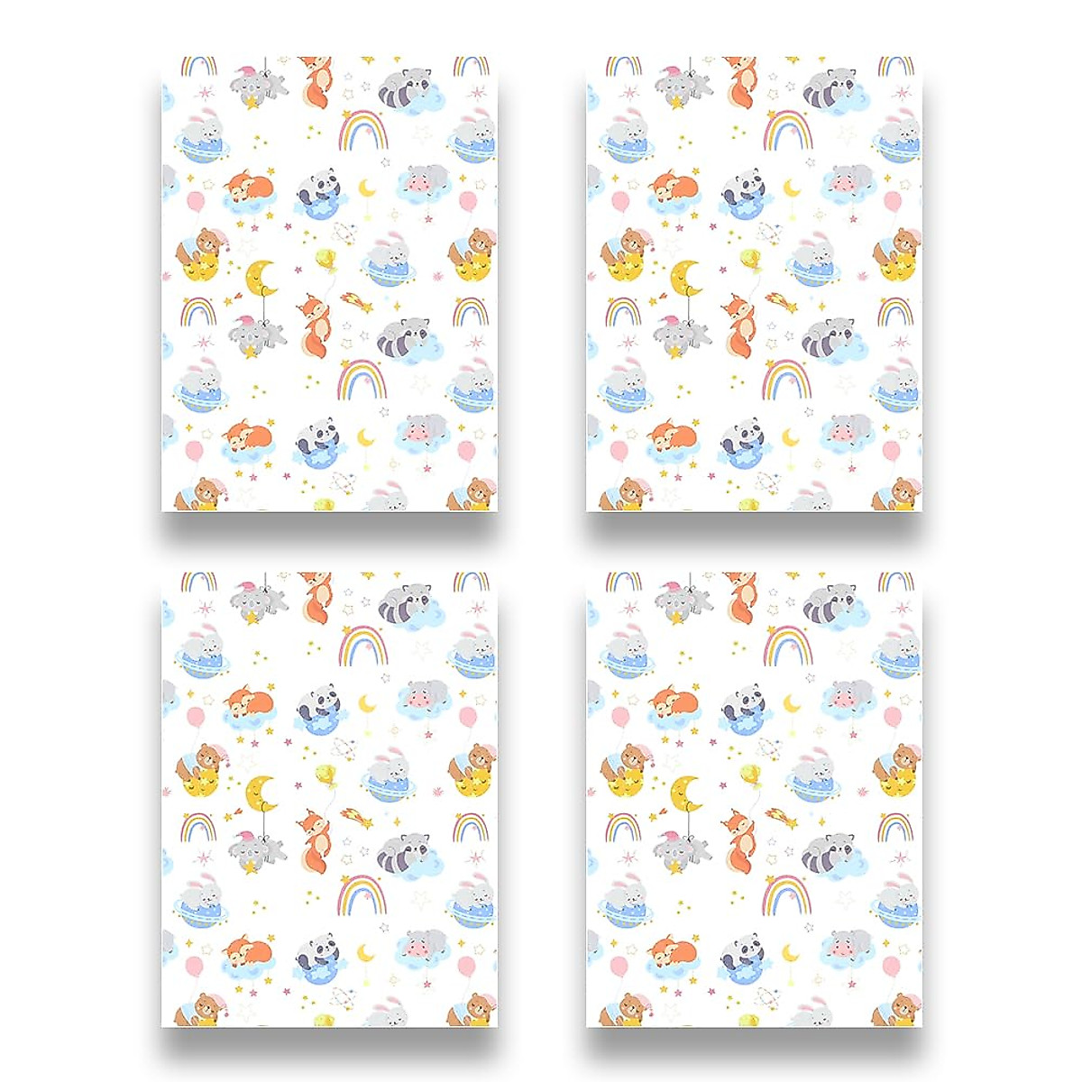 Animals Sleeping Wrapping Paper for Baby Infant Boys Girls, Good Night Rabbit Panda Fox Bear Koala Rainbow Moon Gift Wrap Paper Sheet for Baby Shower Birthday Kindergarten Newborn Children Kids