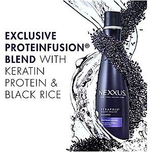 Nexxus Keraphix Shampoo for Damaged Hair Keraphix with ProteinFusion Silicone-Free with Keratin Protein and Black Rice 13.5 oz