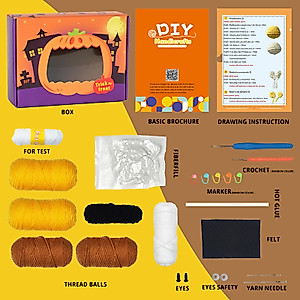 Anowpo Crochet Kit for Beginners，Halloween Pumpkin Animal Candy Bag Case Crochet Set DIY Gift for Starters Adult Kids Instruction and Step-by-Step Video Tutorials (Pumpkin Candy Bag)