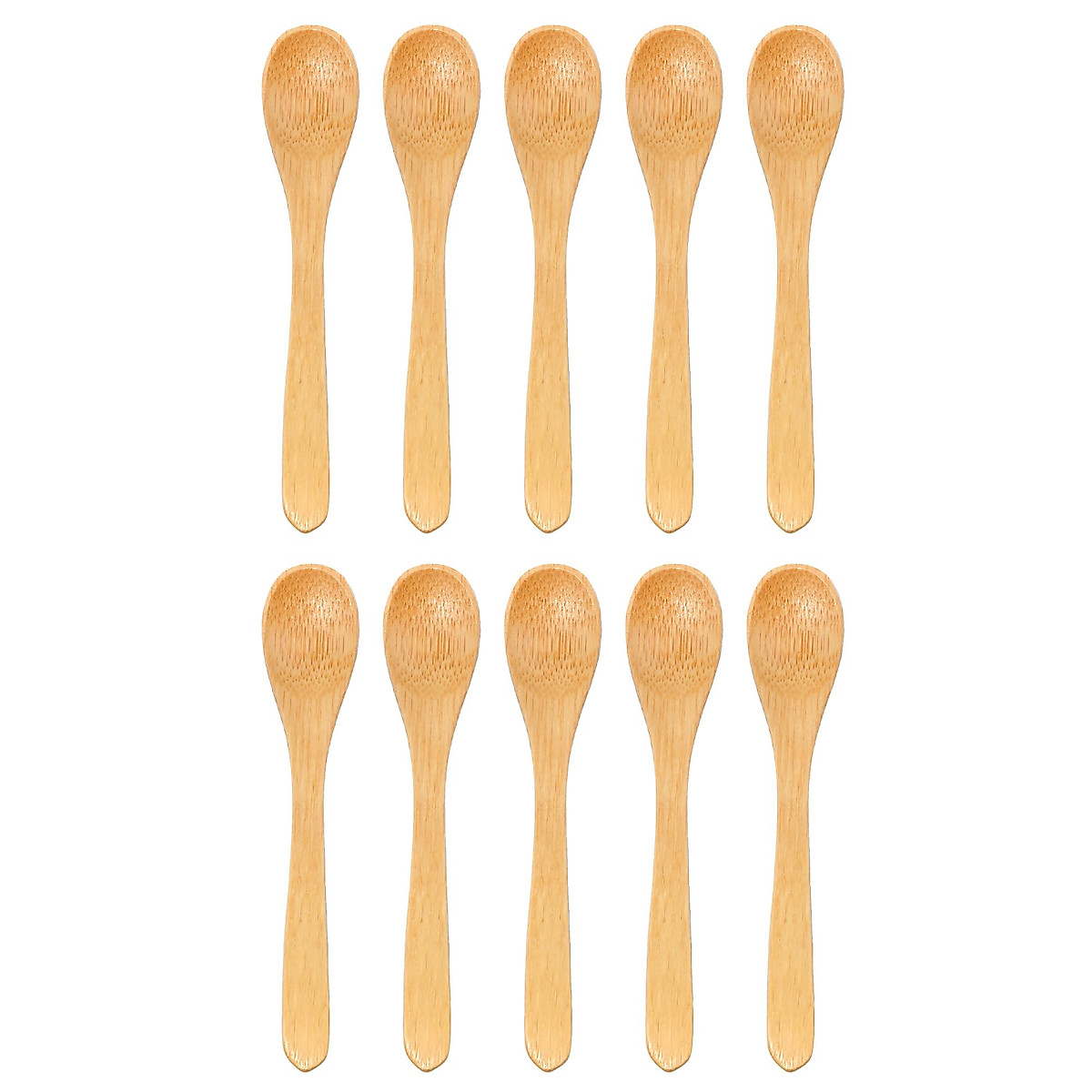 BambooMN Bamboo Serving Spoons, Mini Salt Sugar Spoon, Tiny Wooden Spoons for Spices, Carbonized Brown Round Head 4.3", 10 Pieces