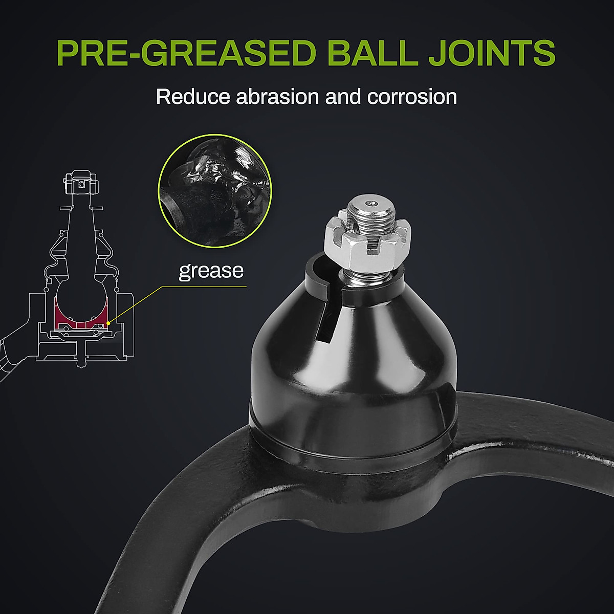 AUTOSAVER88 -Front Upper Control Arm Kit Compatible with 1997-2002 Ford Expedition, 1997-2003 Ford F-150, 1997-1999 Ford F-250, 2002 Lincoln Blackwood, 1998-2002 Lincoln Navigator -(RWD Only)