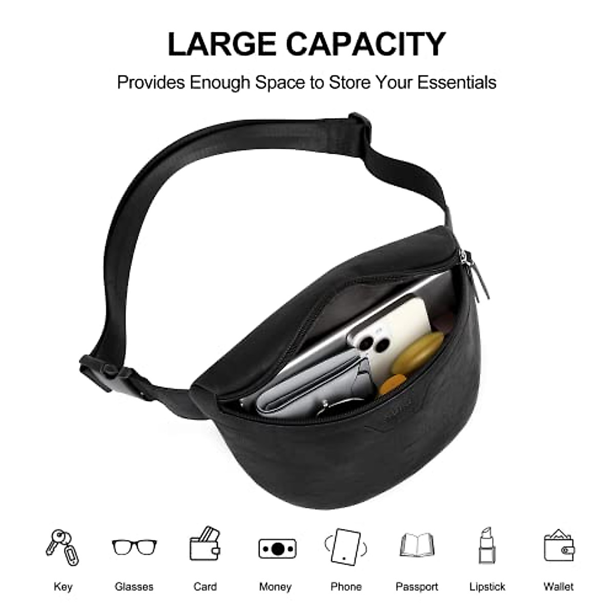 CLUCI Fanny Pack for Women Men Fashion Belt Bag Vegan Leather Waist Bag Crossbody with Adjustable Strap